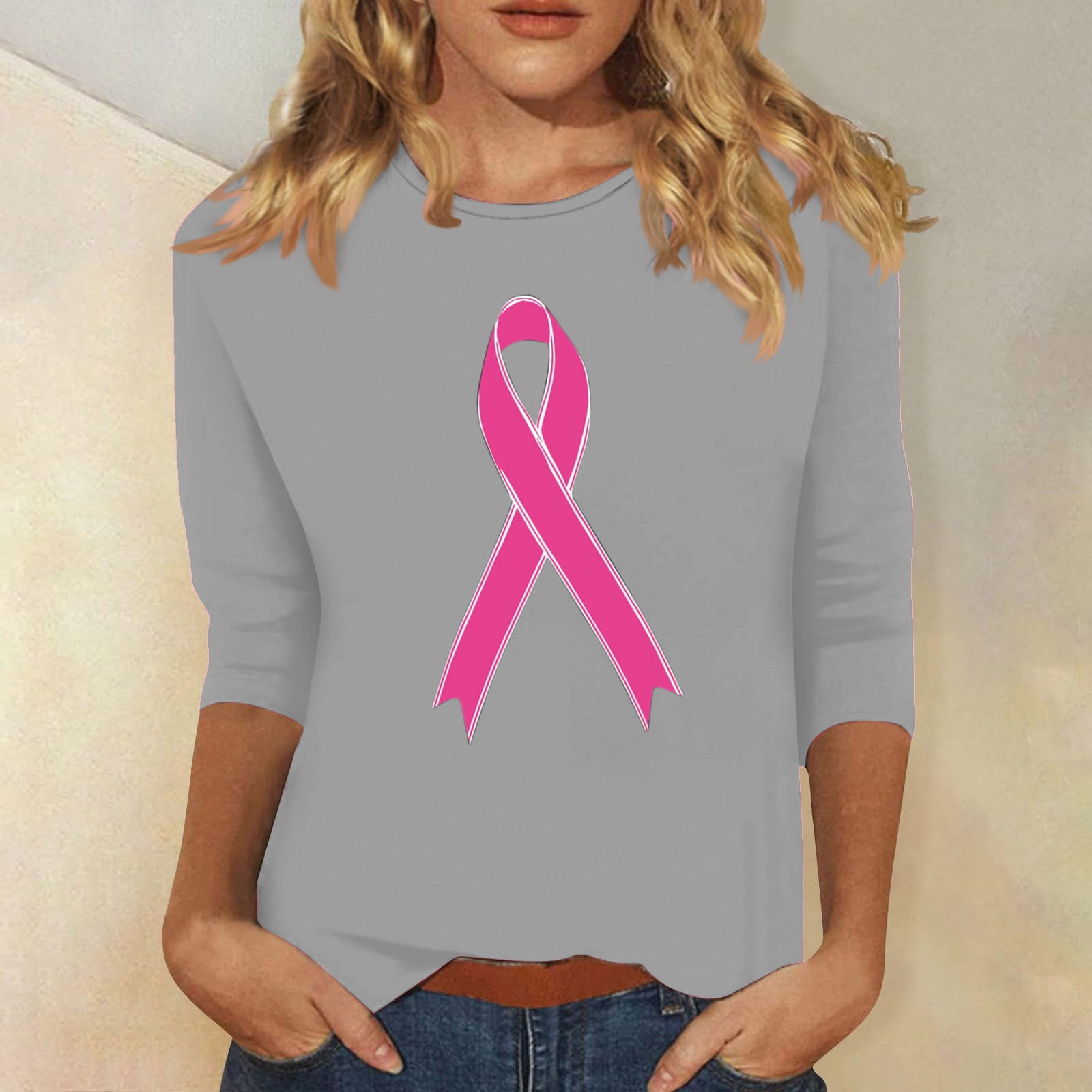 Alkepwun Womens Breast Cancer Awareness T Shirts Breast Cancer Support ...