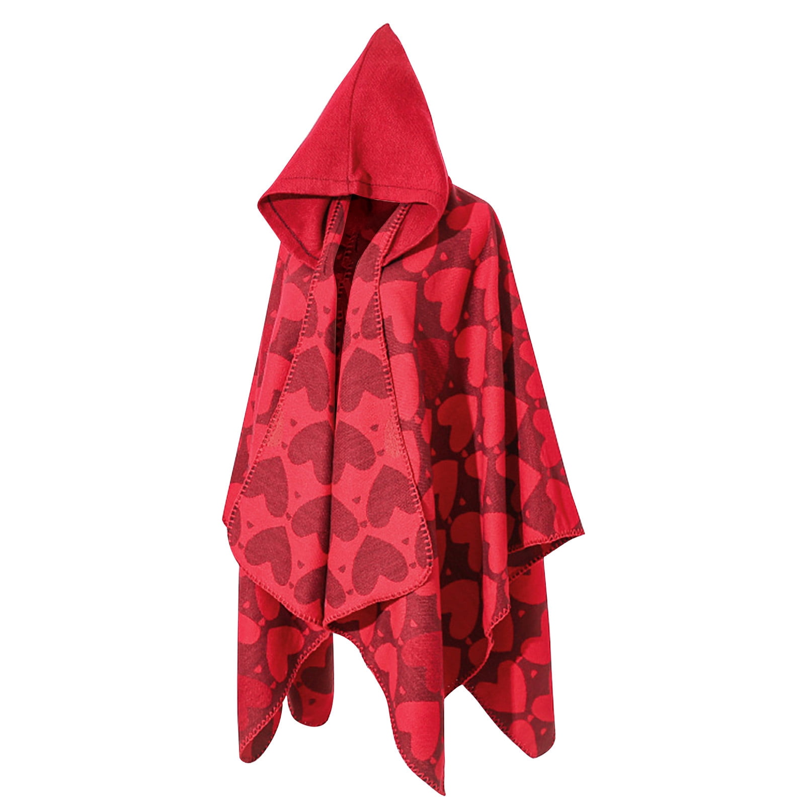 Alkepwun Womens Shawl Hooded Knit Cape Heart Pattern Cardigan-Style ...