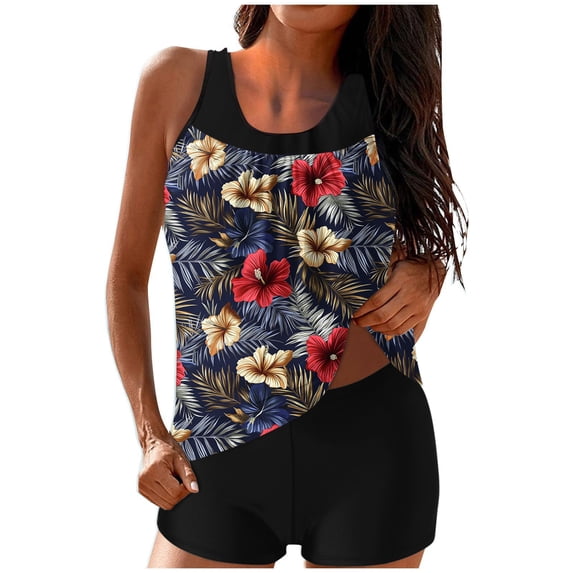 Alkepwun Womens Swimsuits Tankini Two Piece Plus Size Modest Bathing ...