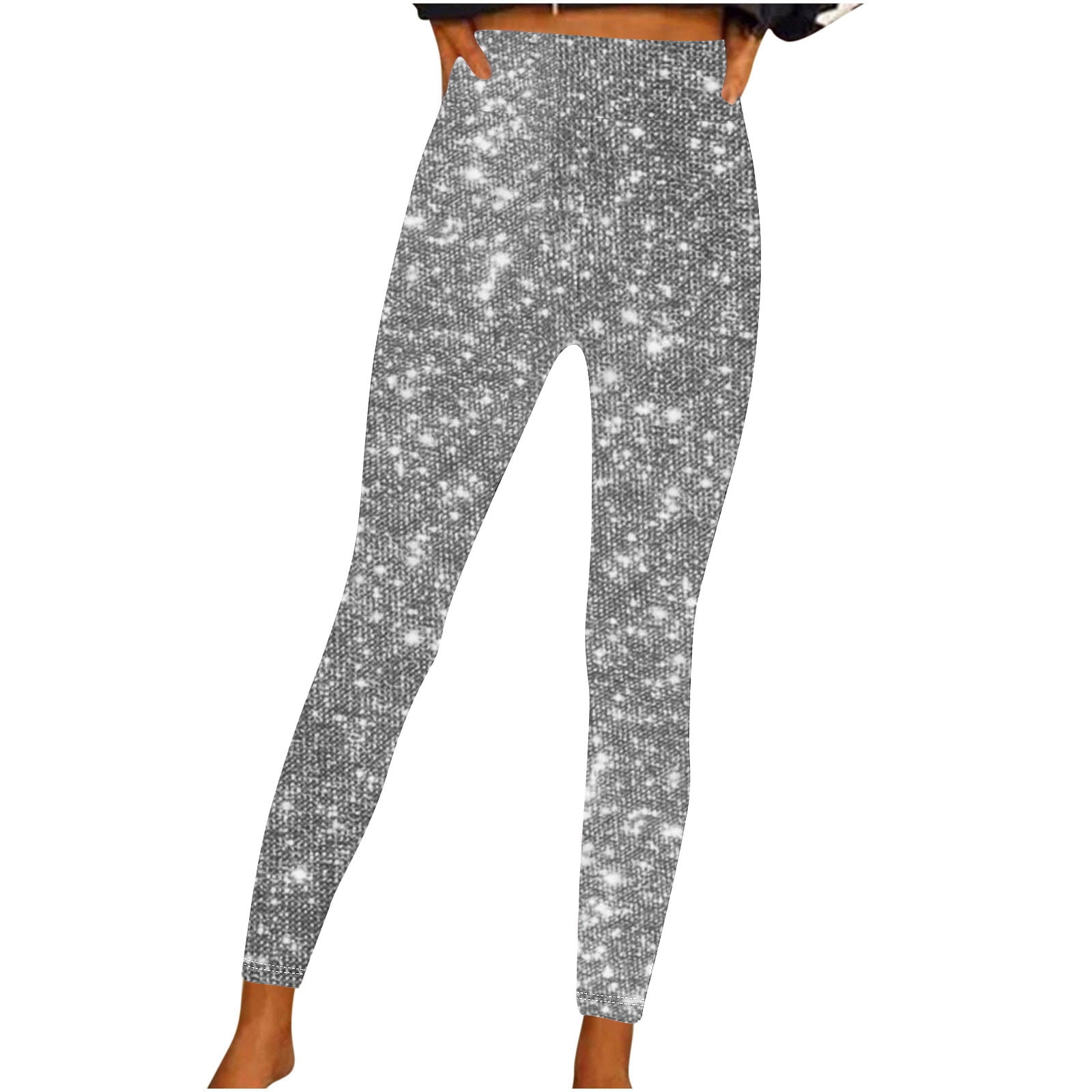Alkepwun Yoga Leggings for Women High Waisted Sequined Print Tight ...