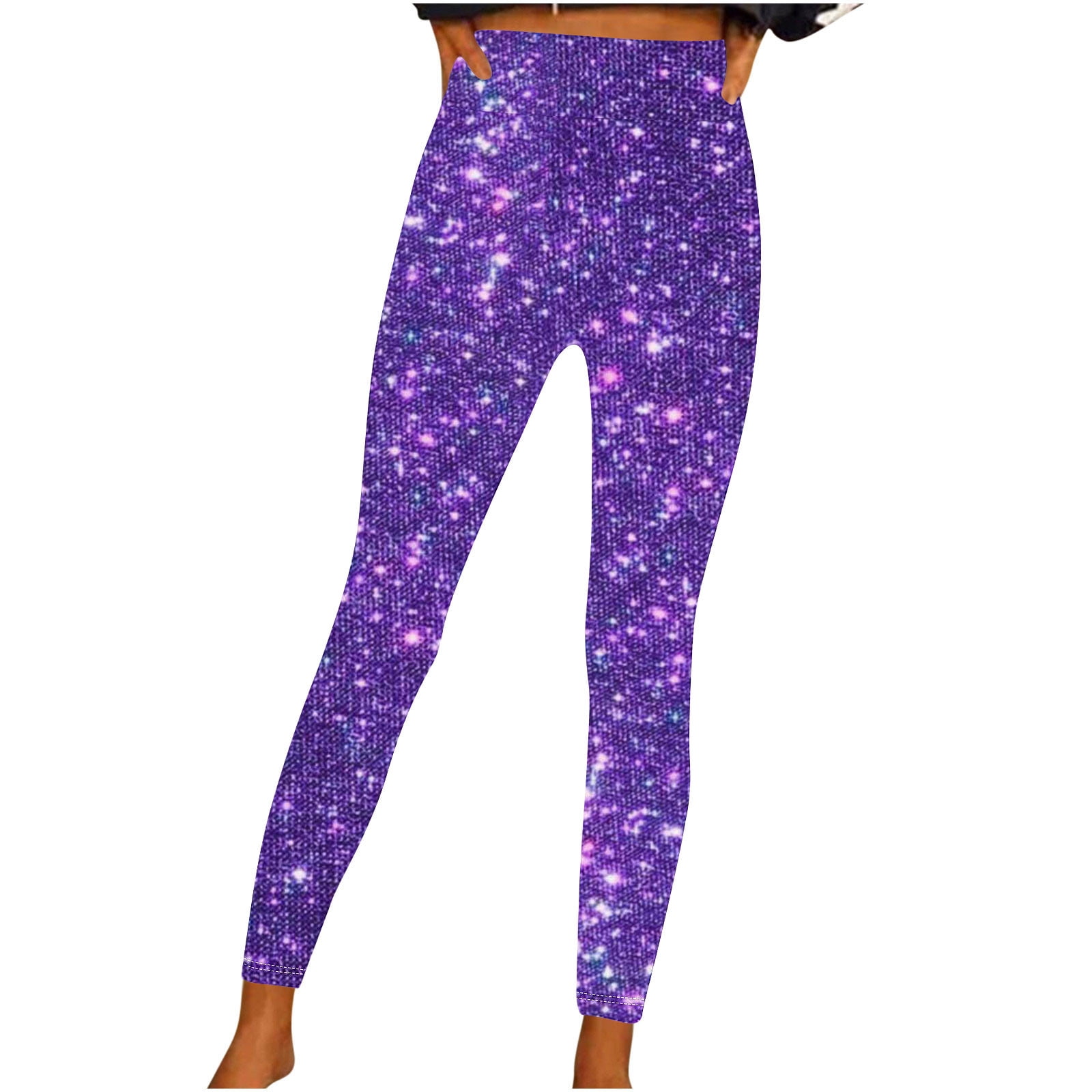 Alkepwun Yoga Leggings for Women High Waisted Sequined Print Tight ...