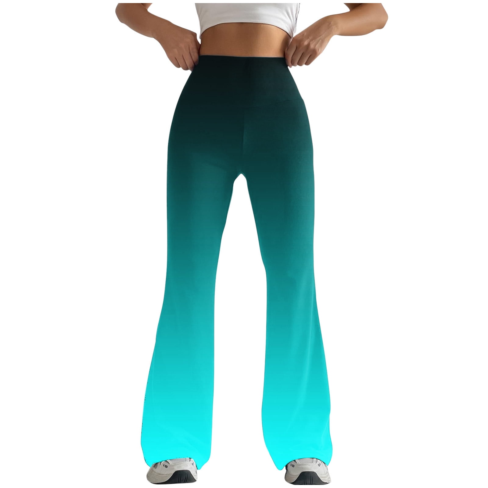 Alkepwun Yoga Pants Flare Women's Fade Color Fitting High Waisted Retro ...