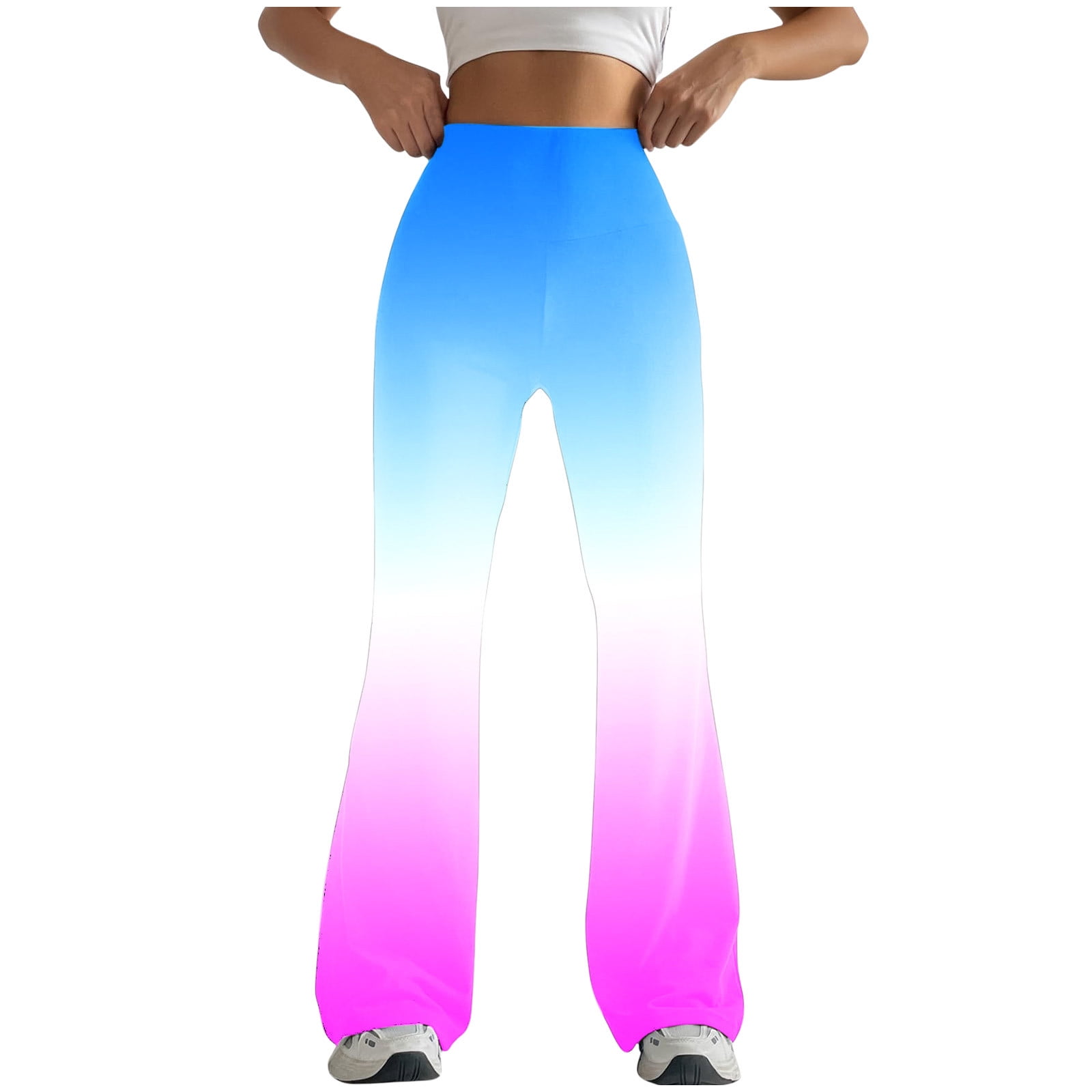 Alkepwun Yoga Pants Flare Women's Fade Color Fitting High Waisted Retro ...