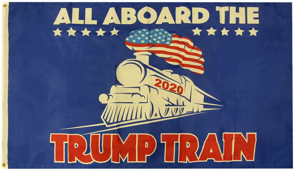 All Aboard The Trump Train 2020 Blue USA Flag Smoke 3x5 3'x5' Polyester ...