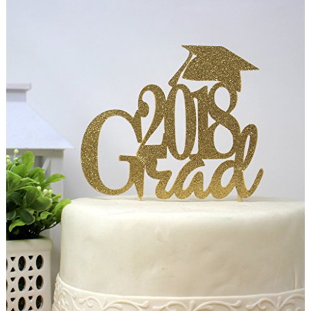 All About Details 2018 Grad Cake Topper (Gold), 1PC, Graduation Party ...