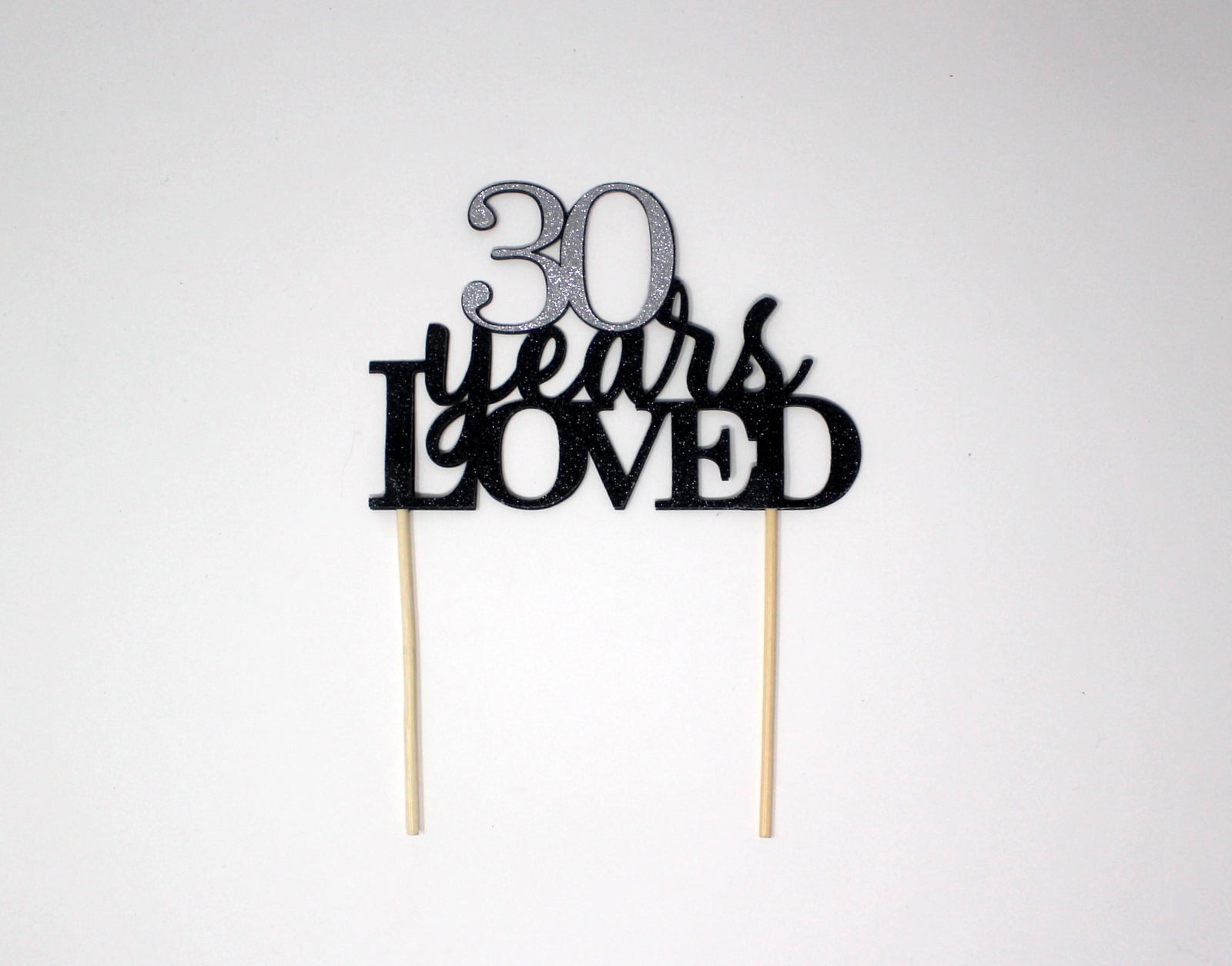 All About Details 30 Years Loved Cake Topper (Black & Silver), 1 PC ...