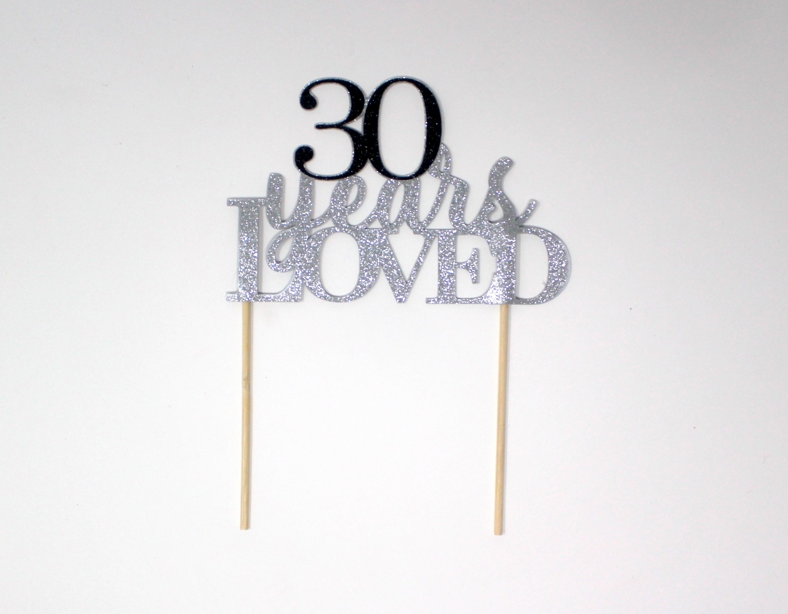 All About Details 30 Years Loved Cake Topper (Silver & Black), 1 PC ...