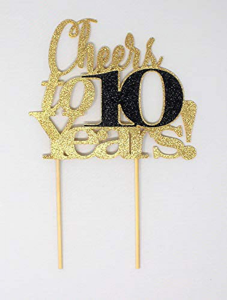 All About Details Cheers to 10 Years! Cake Topper, 1PC, 10th ...