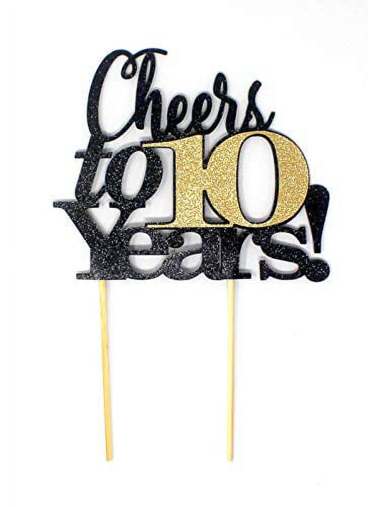 All About Details Cheers to 10 Years! Cake Topper, 1PC, 10th ...
