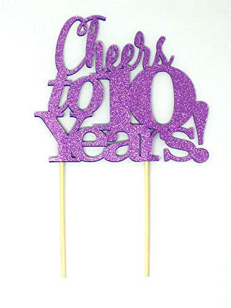 All About Details Cheers to 10 Years! Cake Topper, 1PC, 10th ...