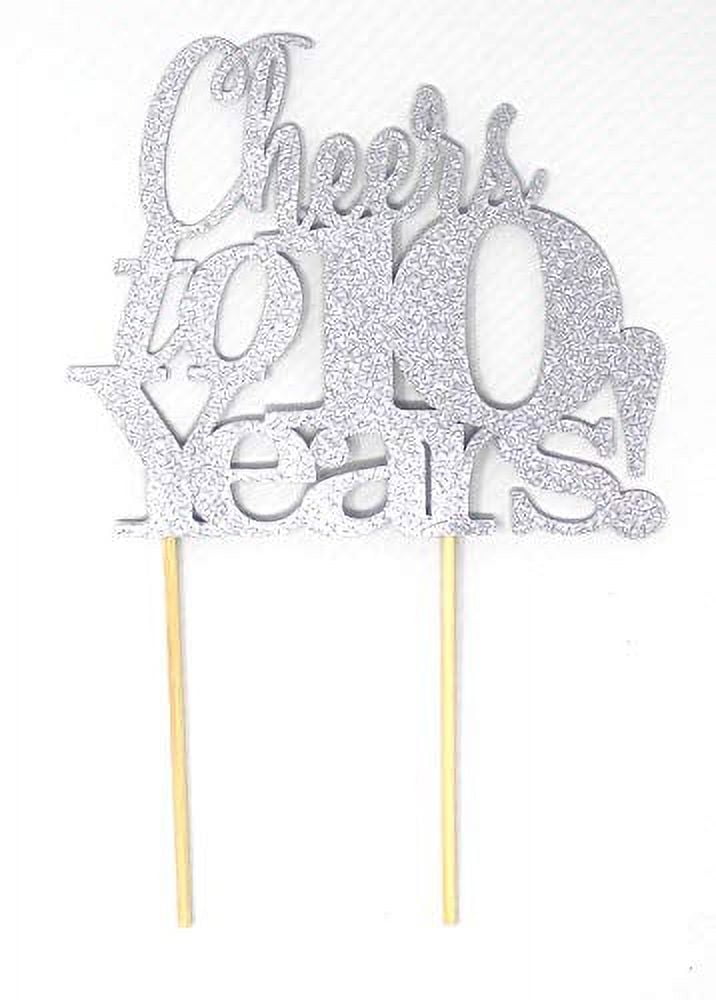 All About Details Cheers to 10 Years! Cake Topper, 1PC, 10th ...