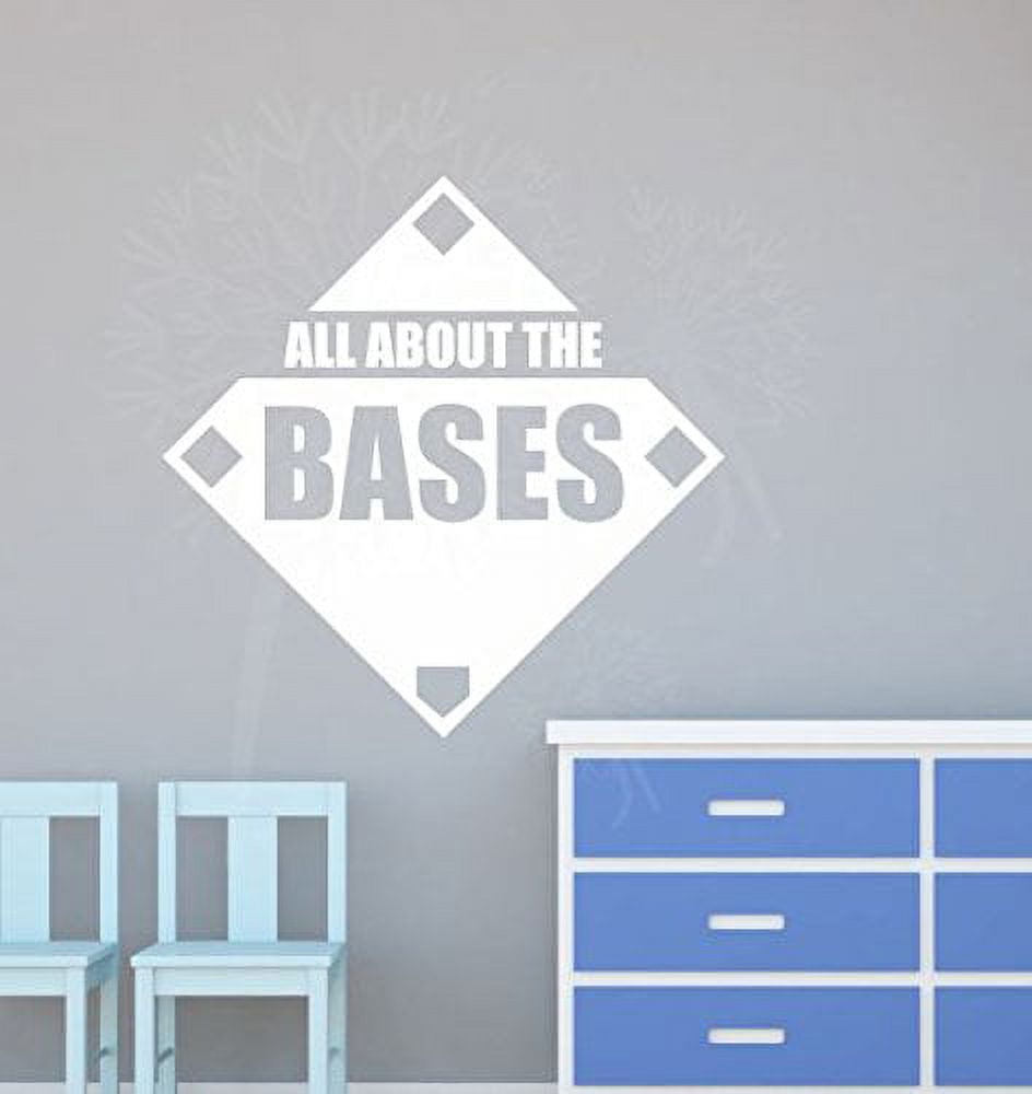 All About The Bases Baseball Quote Wall Art Vinyl Decals Stickers For ...
