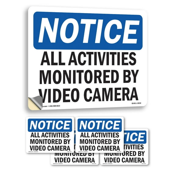 All Activities Monitored By Video Camera OSHA Notice Vinyl Decal Label ...