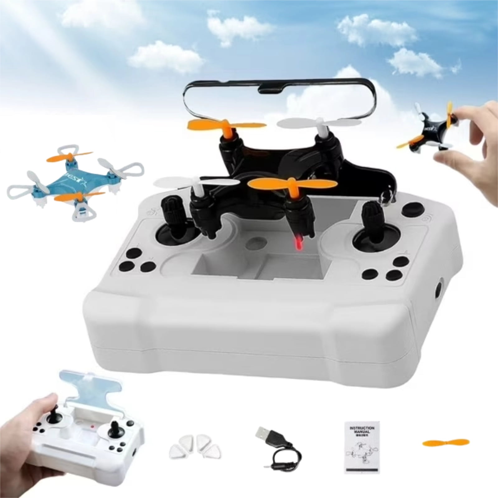 All-Ages Mini Drone with LED (Blue) – Easy Stunt Flights, 360° Tricks ...