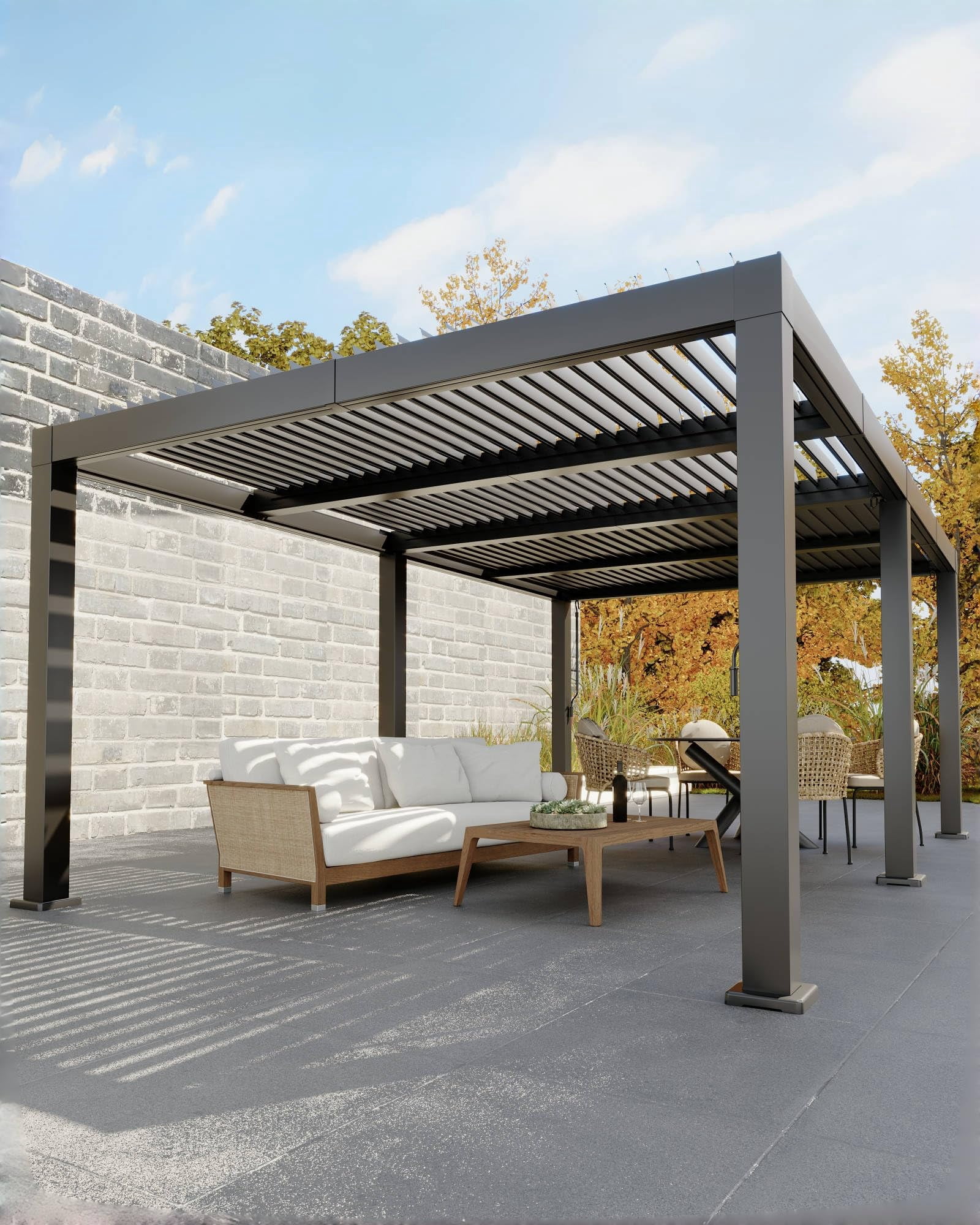 All-Aluminum Louvered Pergola 12"x 20", Outdoor Pergola with Adjustable ...