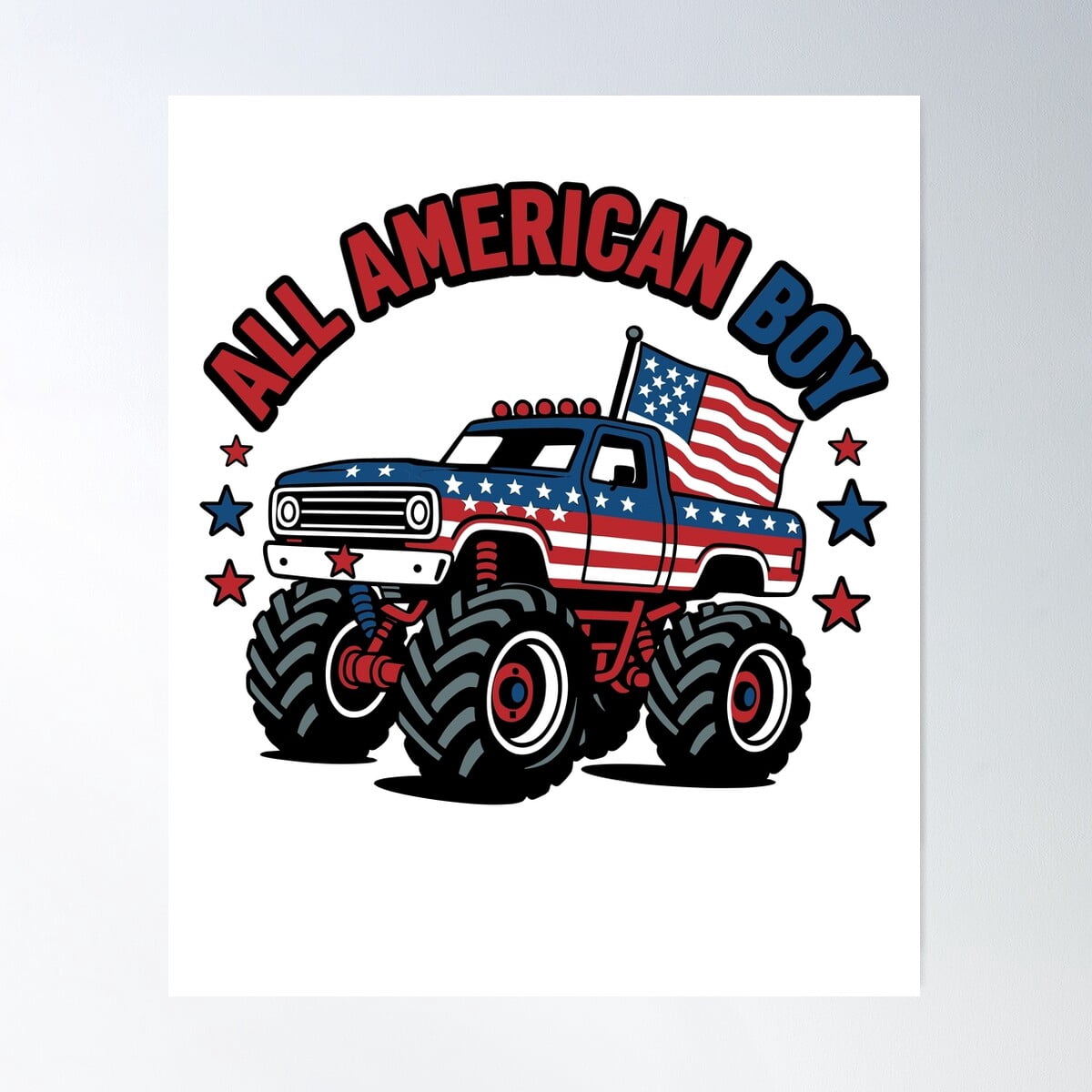 All American Boy Monster Truck 4Th Of July Decor Unframed Paper Print ...