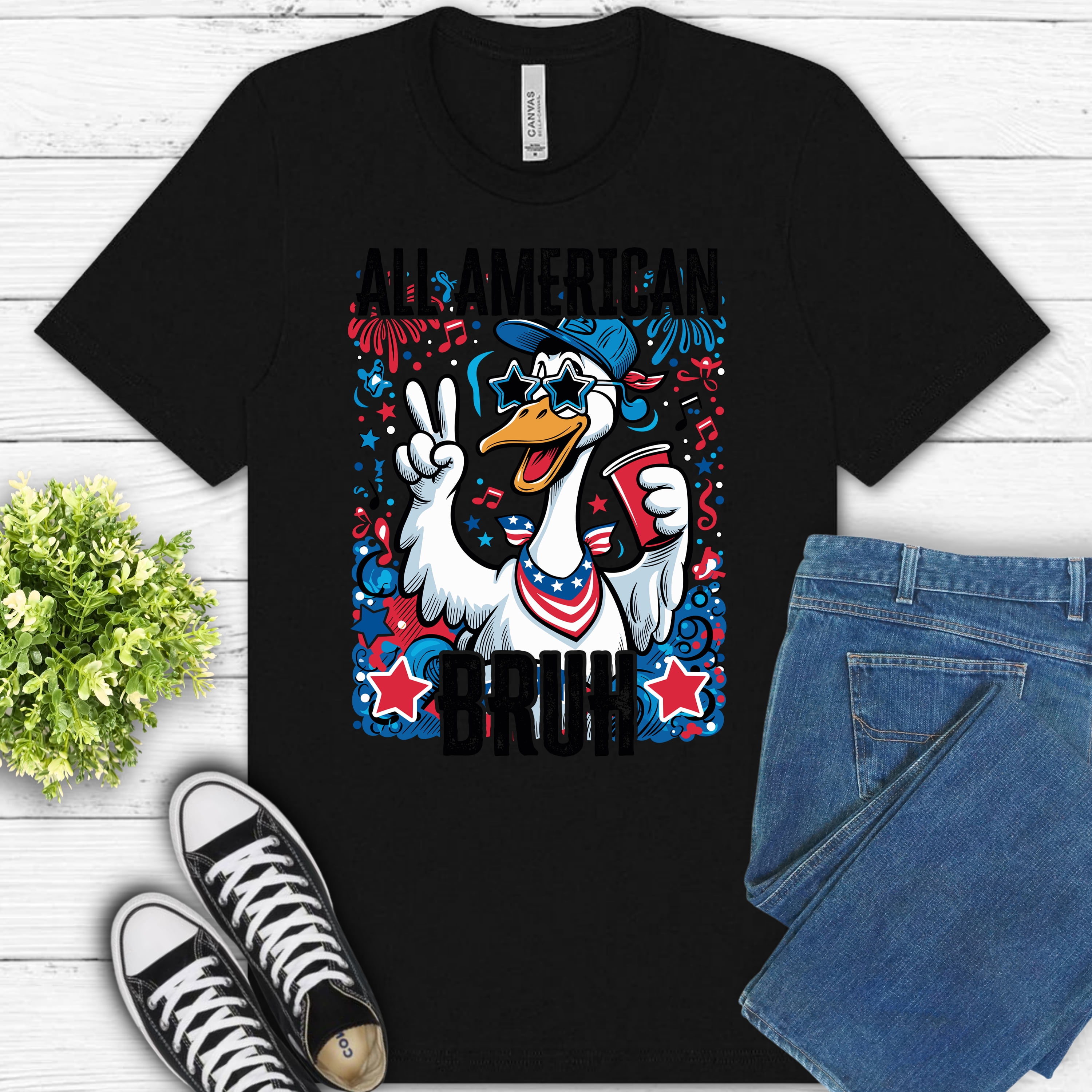 All American Bruh T-Shirt | Funny Patriotic Goose 4th of July Graphic ...
