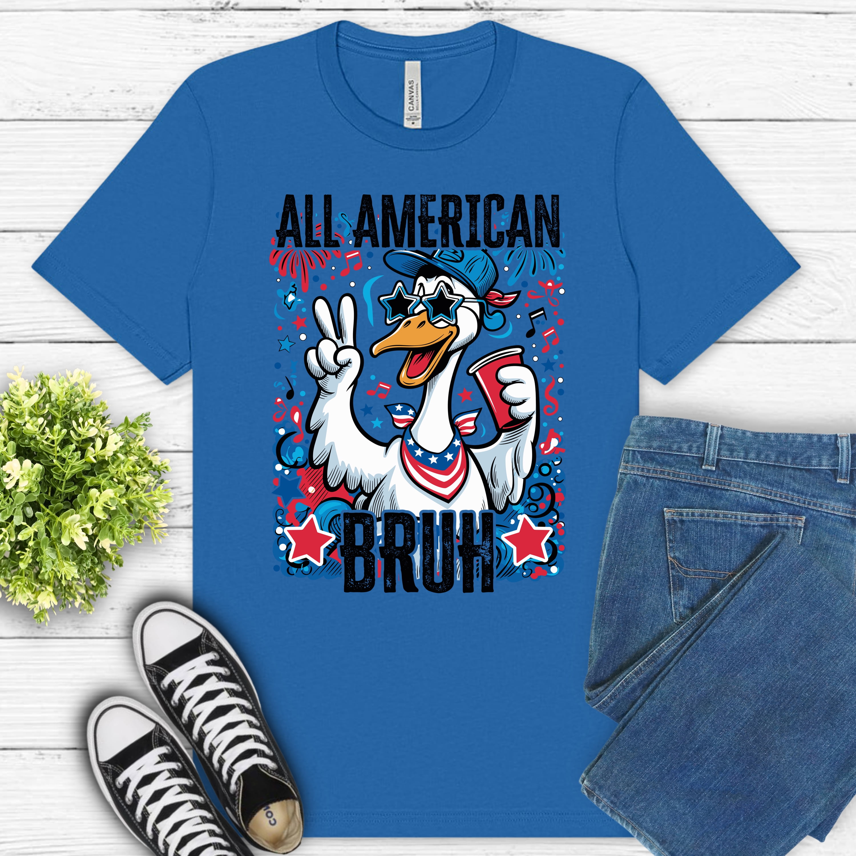 All American Bruh T-Shirt | Funny Patriotic Goose 4th of July Graphic ...