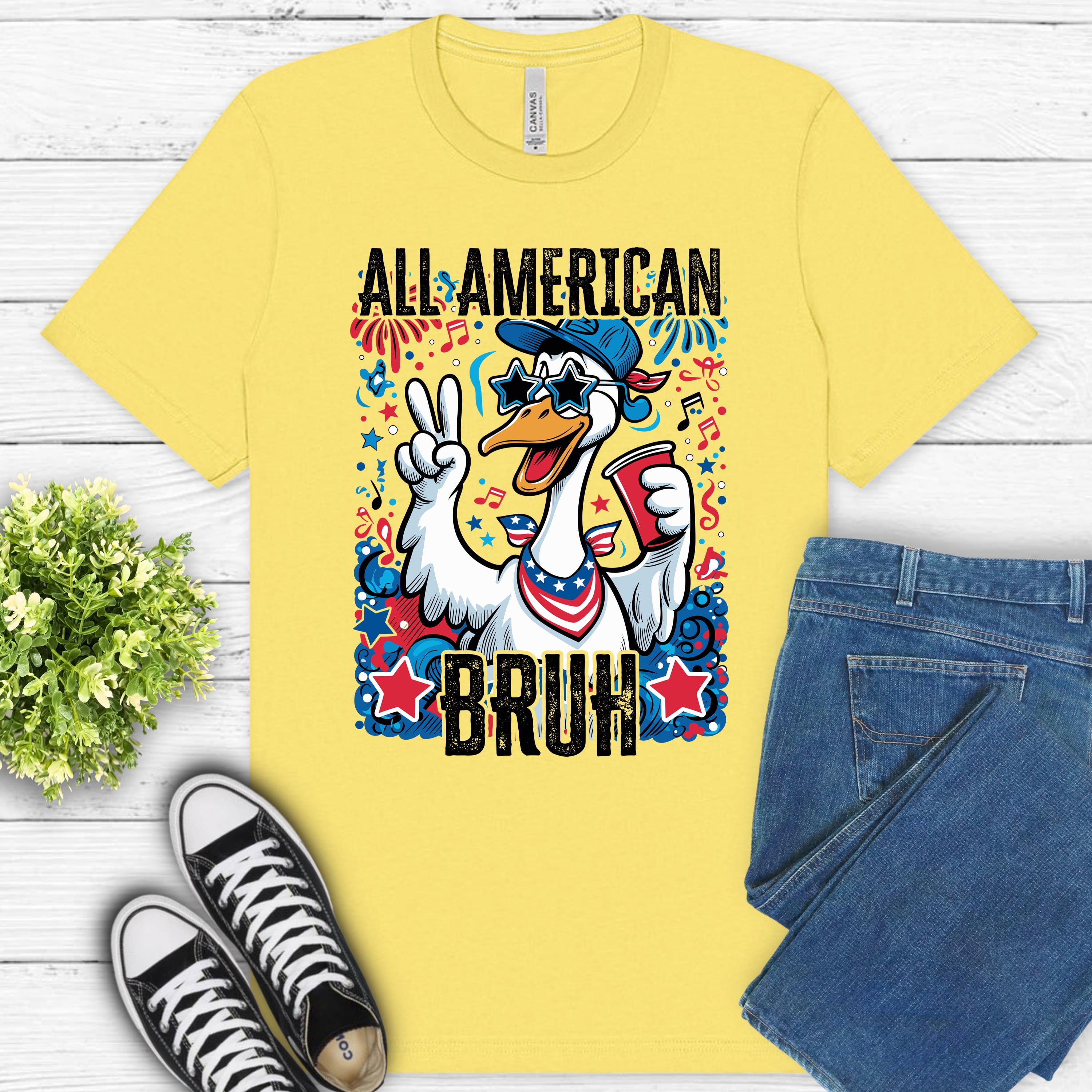All American Bruh T-Shirt | Funny Patriotic Goose 4th of July Graphic ...