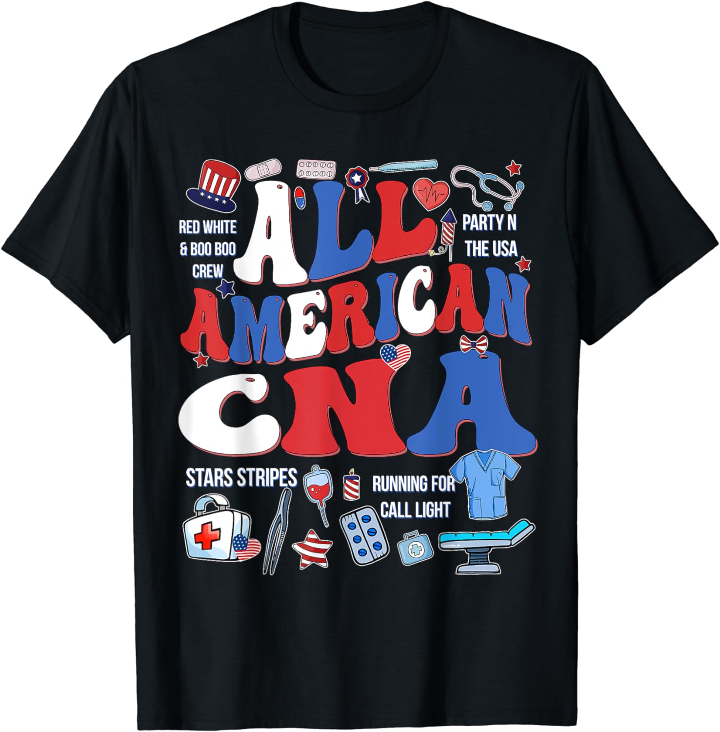 All American CNA 4th Of July Scrub Top Patriot Women RN CNA T-Shirt - Walmart.com