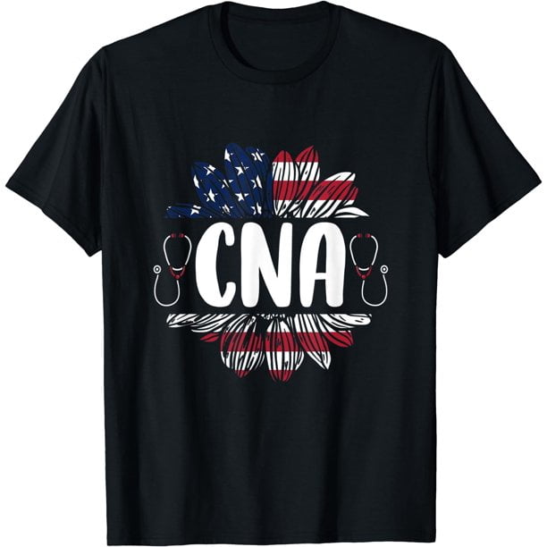 All American CNA Life American Flag Sunflower 4th Of July Cotton Black ...