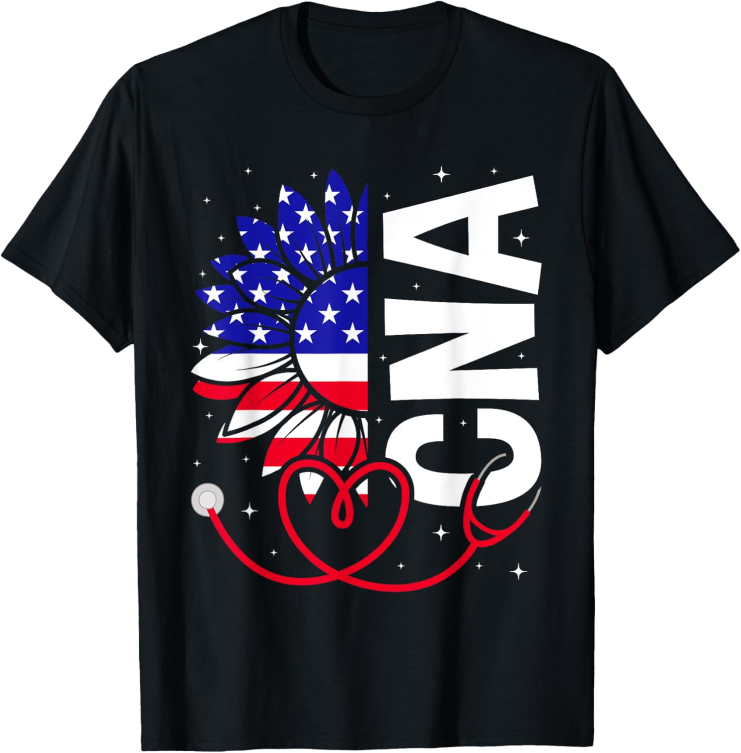 All American CNA Life American Flag Sunflower 4th Of July T-Shirt ...