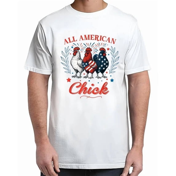 All American Chick Red White Blue Chicken 4Th Of July S-5XL T-Shirt ...