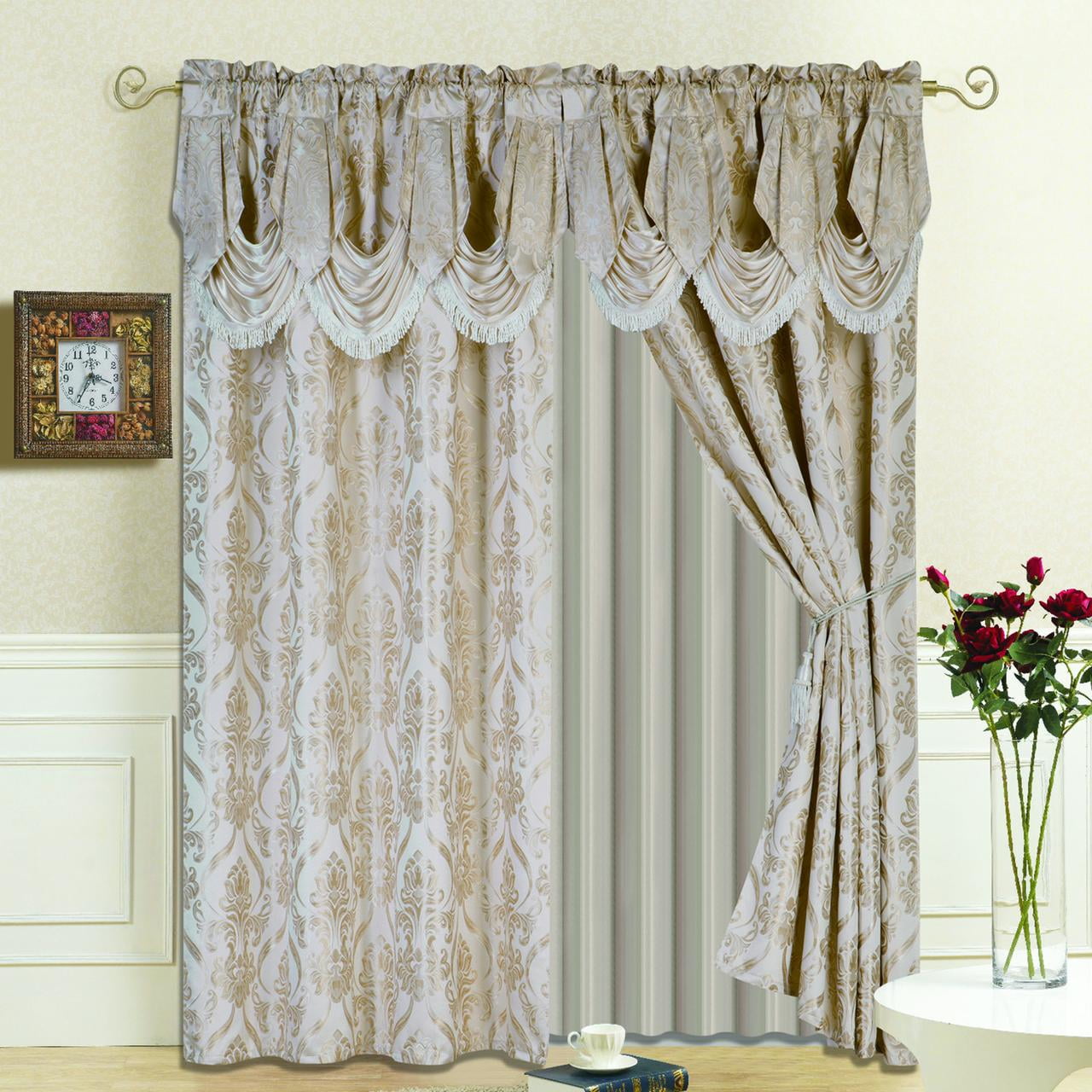 All American Collection 4 Piece Bedroom Curtain Set with Window Panel ...
