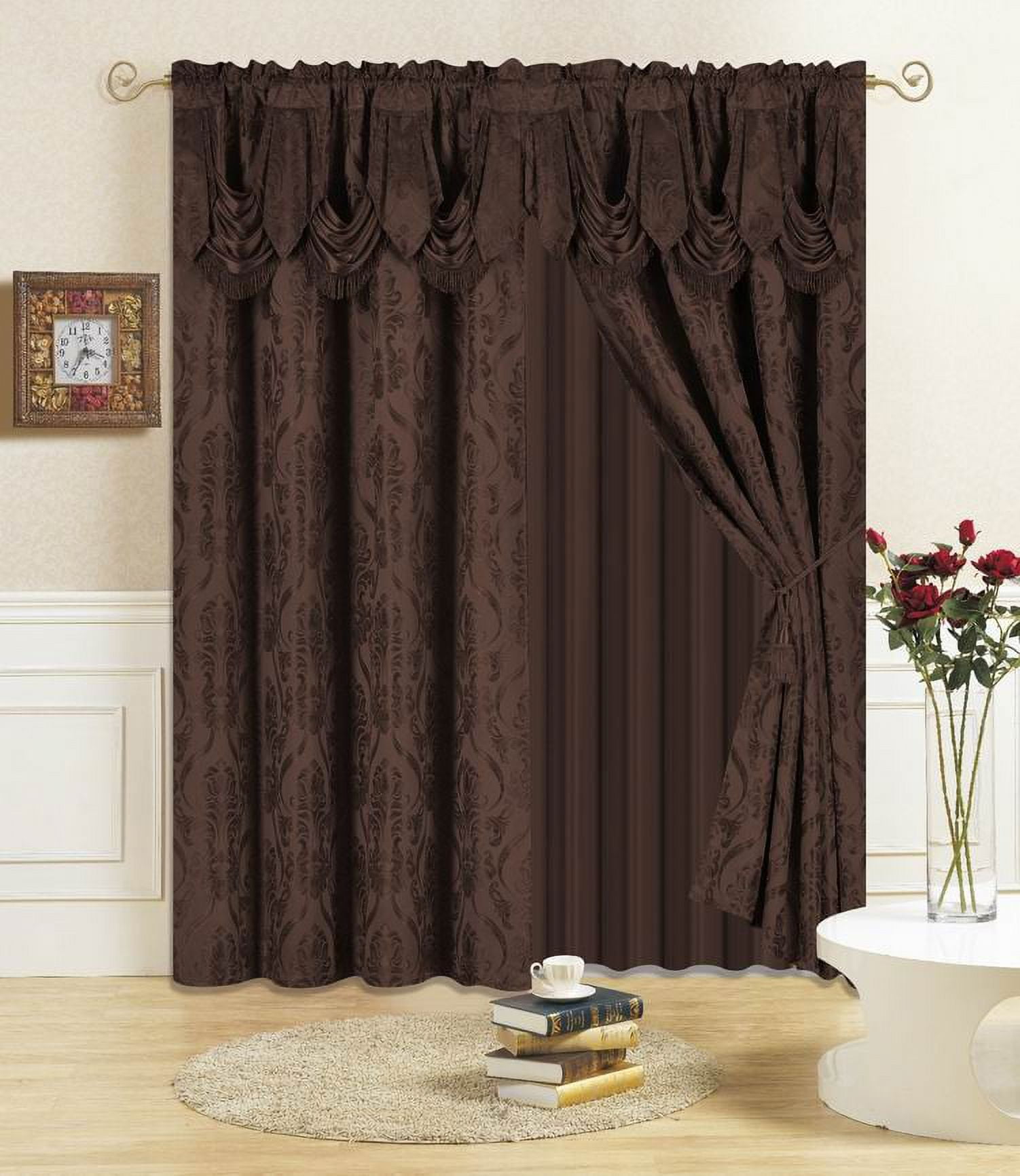 All American Collection New 4 Piece Drape Set with Attached Valance and ...