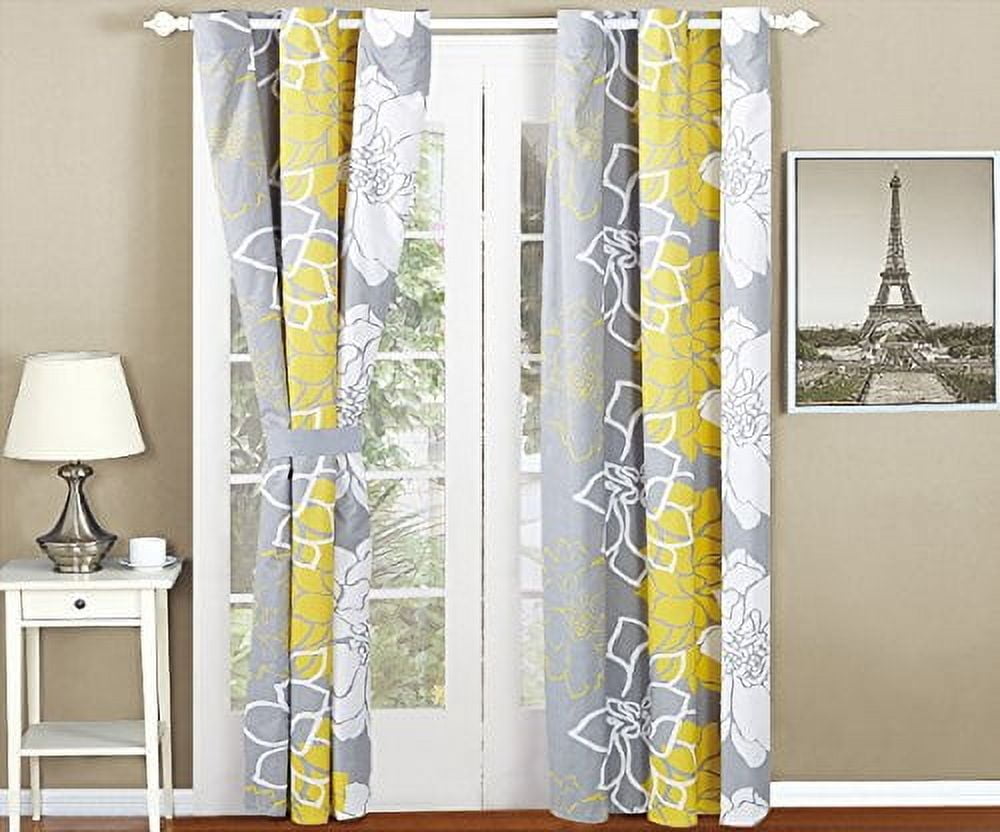 All American Collection New 4pc Flower Printed Curtain Set for ...