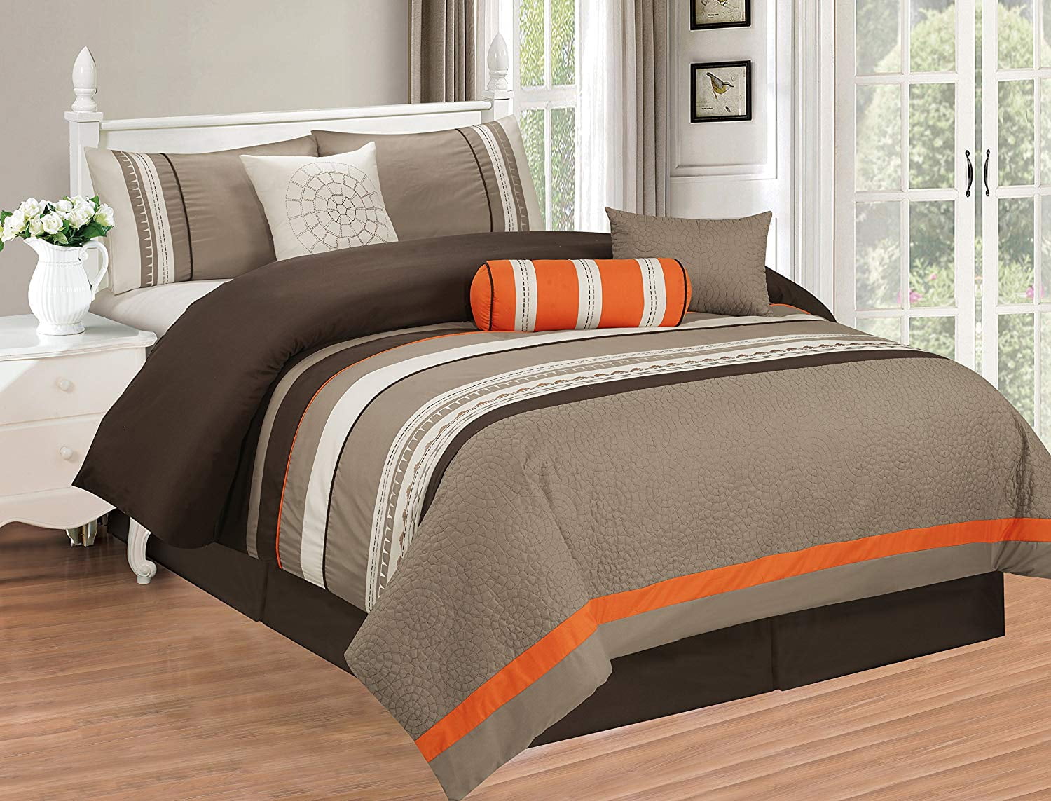 All American Collection 7 Piece Embroidered Over-Sized Comforter Set ...