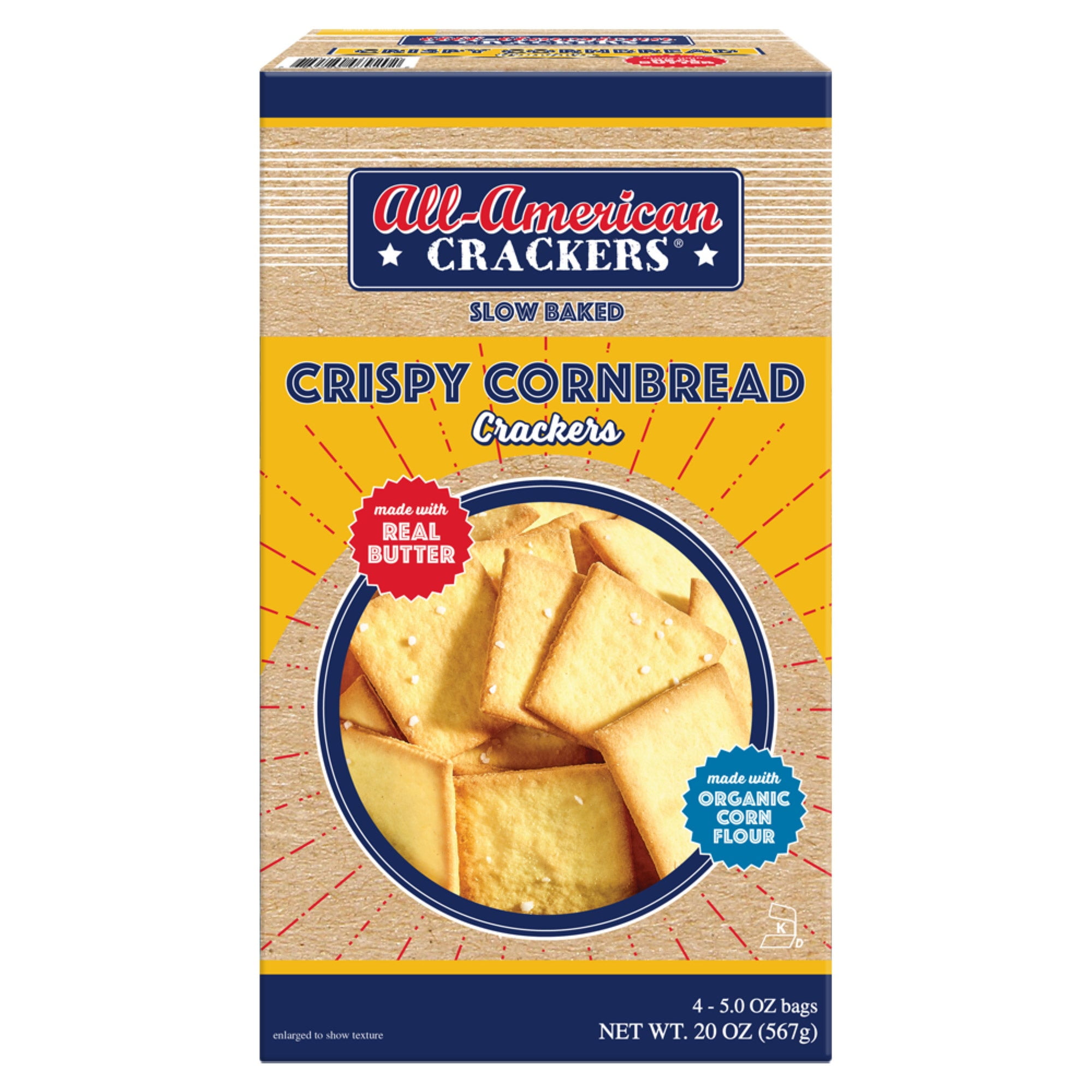 All-American Crackers Crispy Cornbread Crackers - Slow Baked with Real ...