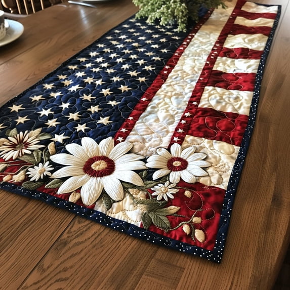 All-American Elegance Quilted Table Runner, USA 250th Year Freedom ...