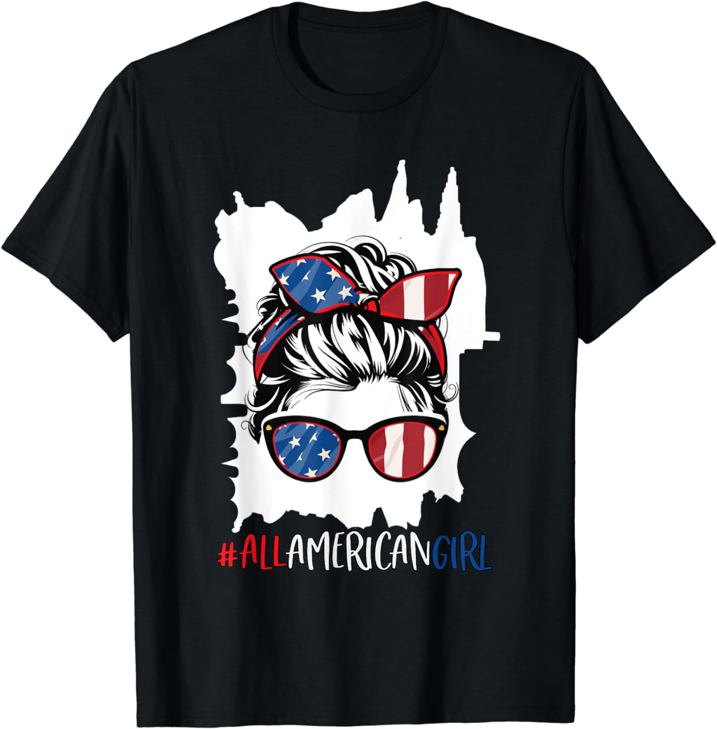 All American Girl 4th Of July Shirt USA Flag Patriotic Girl T-Shirt ...