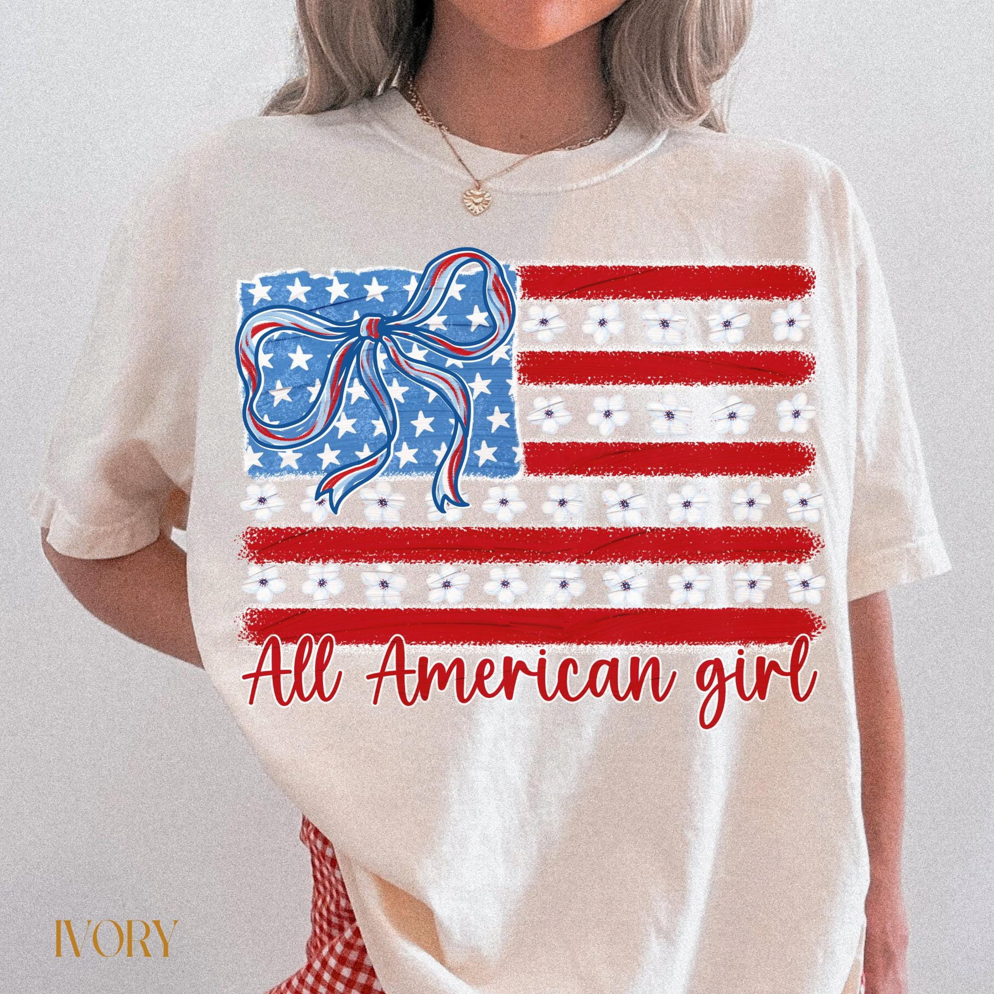 All American Girl Shirt Patriotic Women Tshirt 4th of July Patriotism ...