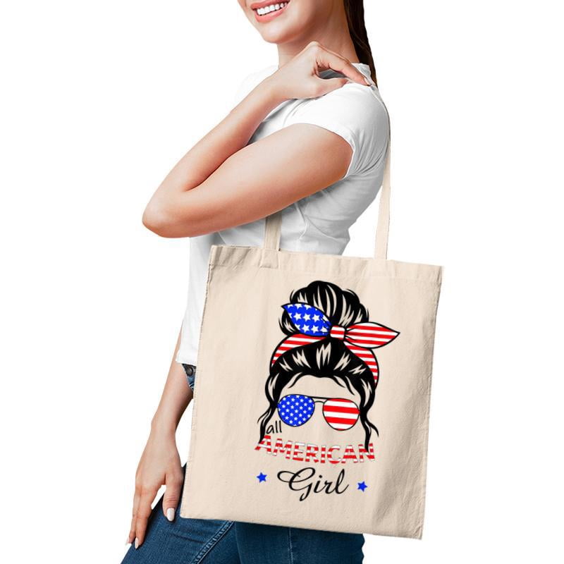 All American Girls 4Th Of July Daughter Messy Bun Usa V6 Accent Mug ...