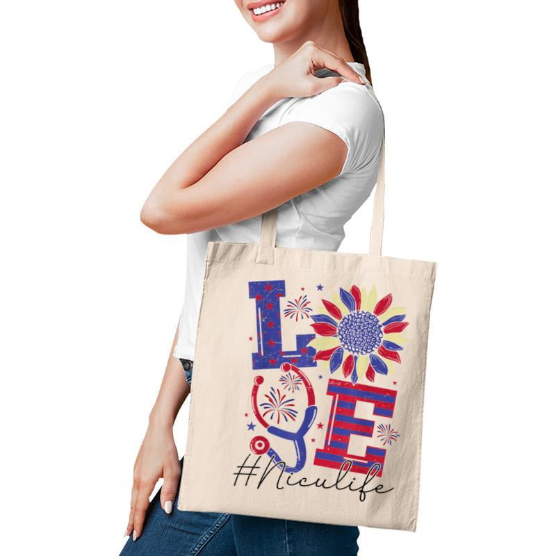 All American Nurse Scrub Memorial Day 4Th Of July Nicu Nurse Tote Bags ...