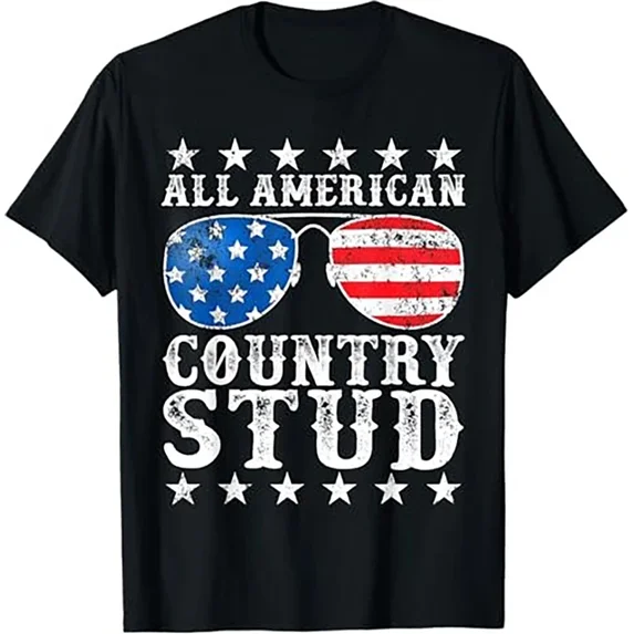 All American Stud Boy Country 4Th Of July Usa Flag Gift T-Shirt ...