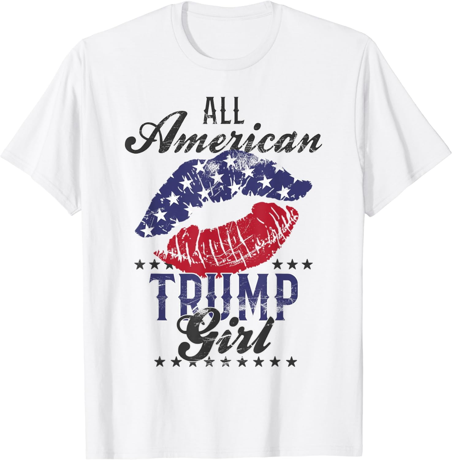 All American Trump Girl USA Flag Lips 2024 T-Shirt - Walmart.com