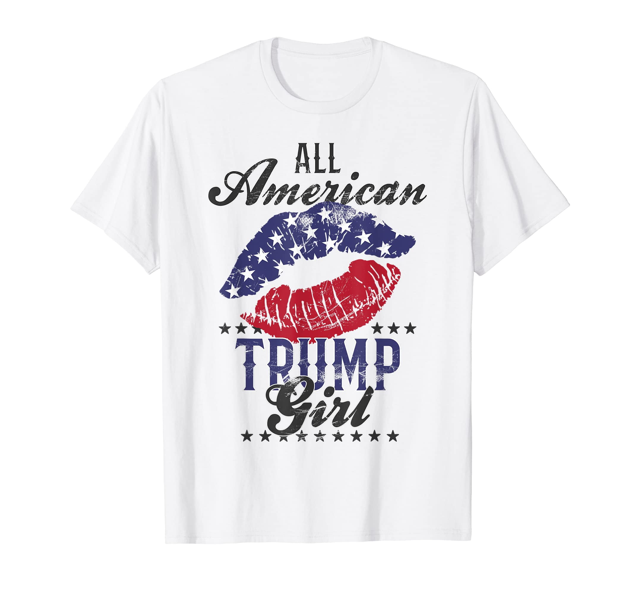 All American Trump Girl USA Flag Lips GOP Vote 2024 T-Shirt - Walmart.com