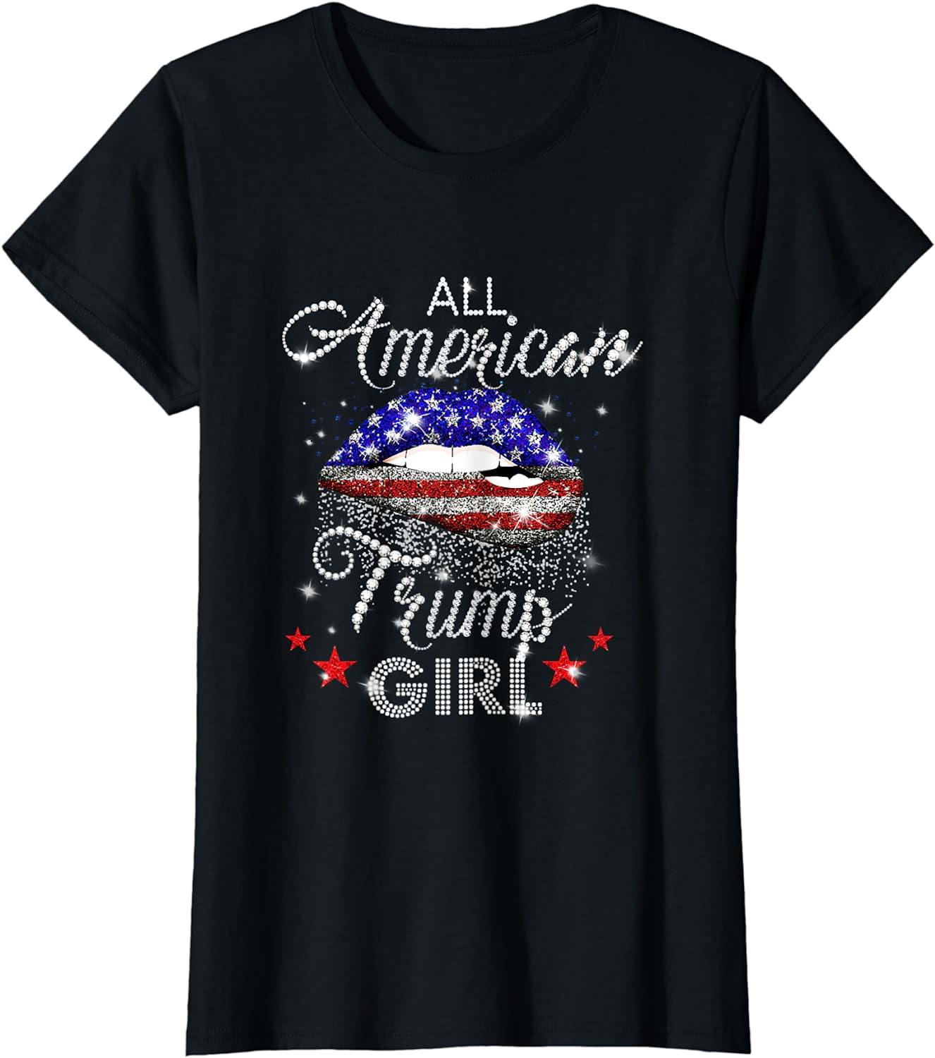 All American Trump Girl USA Flag Lips GOP Vote 2024 T-Shirt - Walmart.com