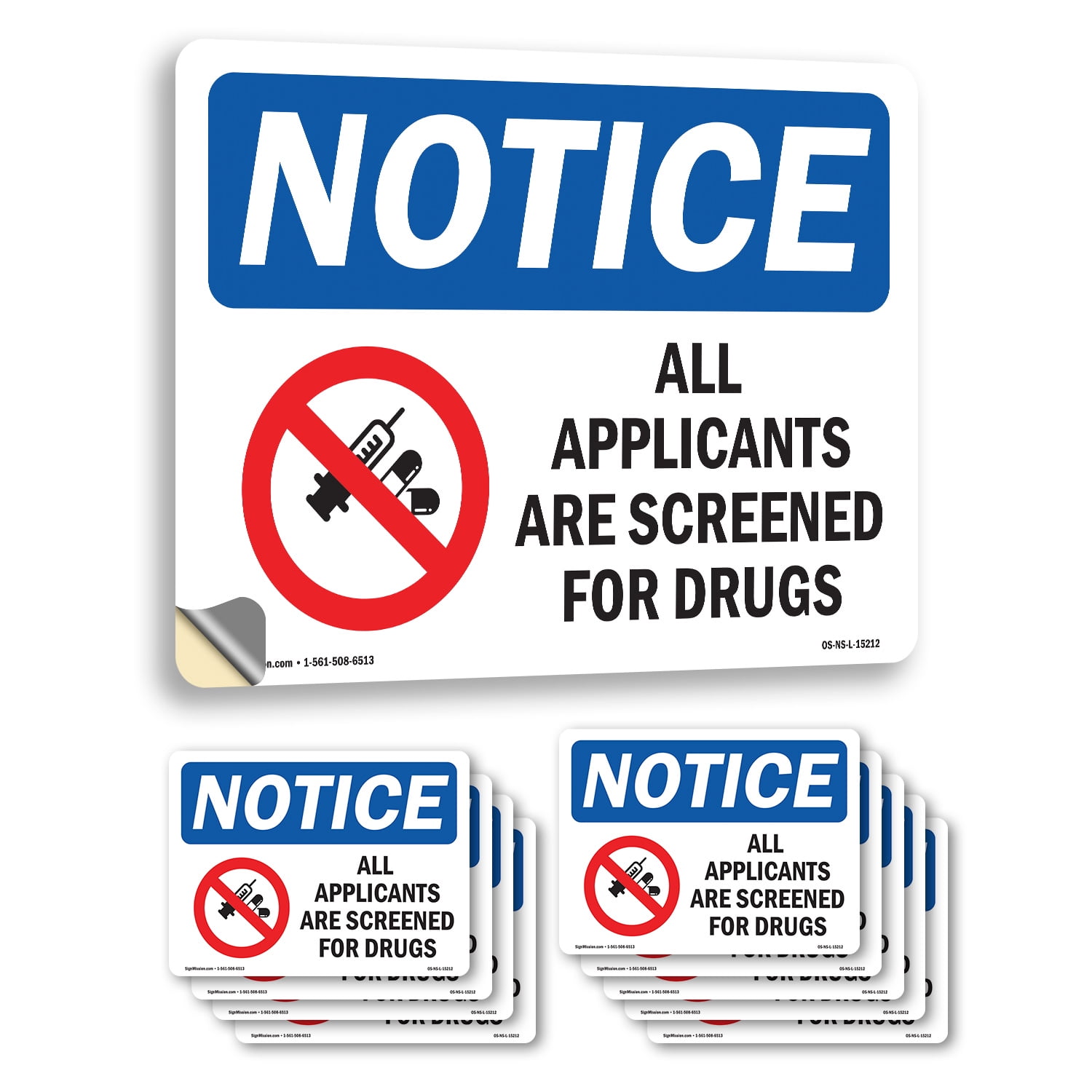 All Applicants Are Screened For Drugs OSHA Notice Vinyl Decal Label 5 ...