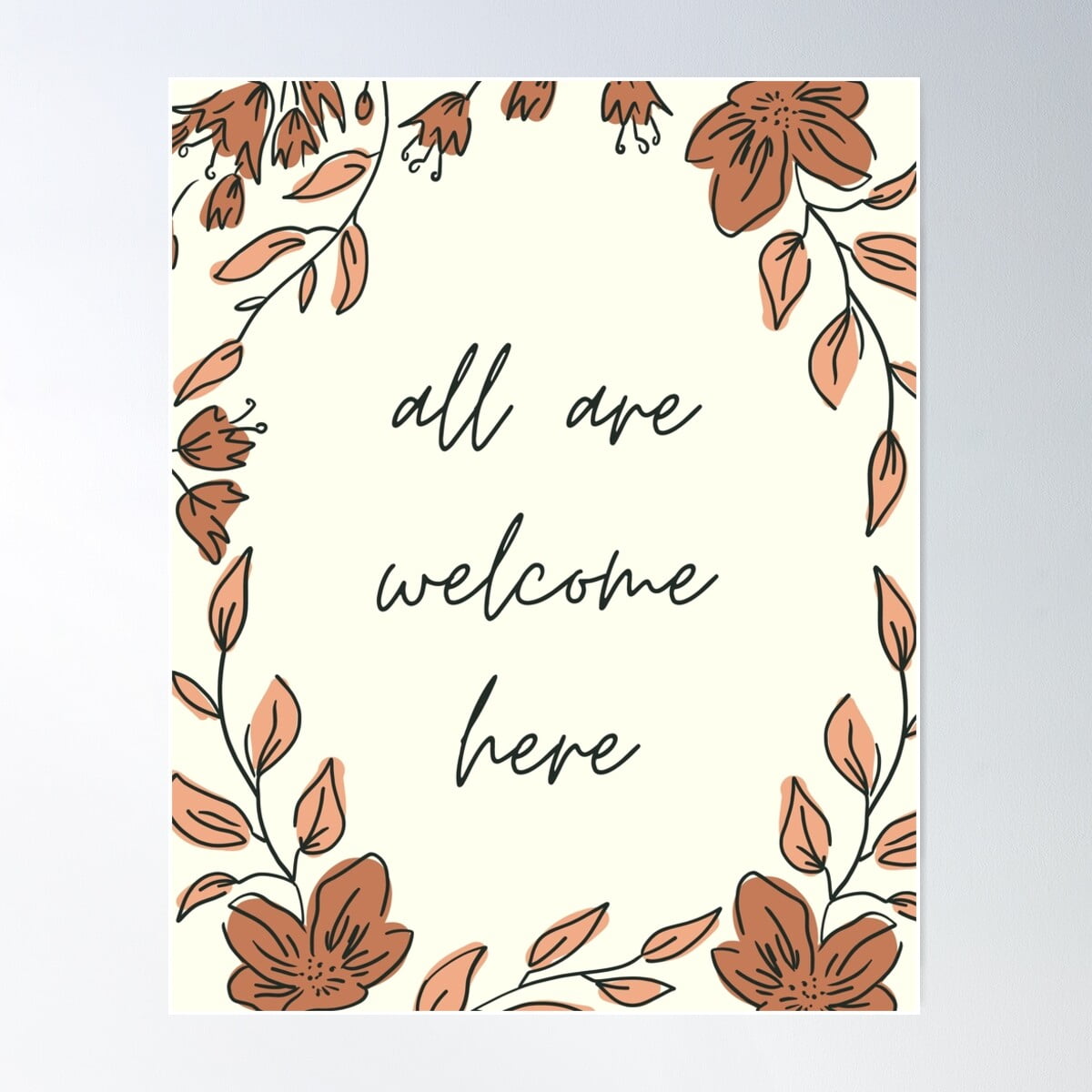 All Are Welcome Here Floral Poster Wall Art, Modern Wall Decor For ...