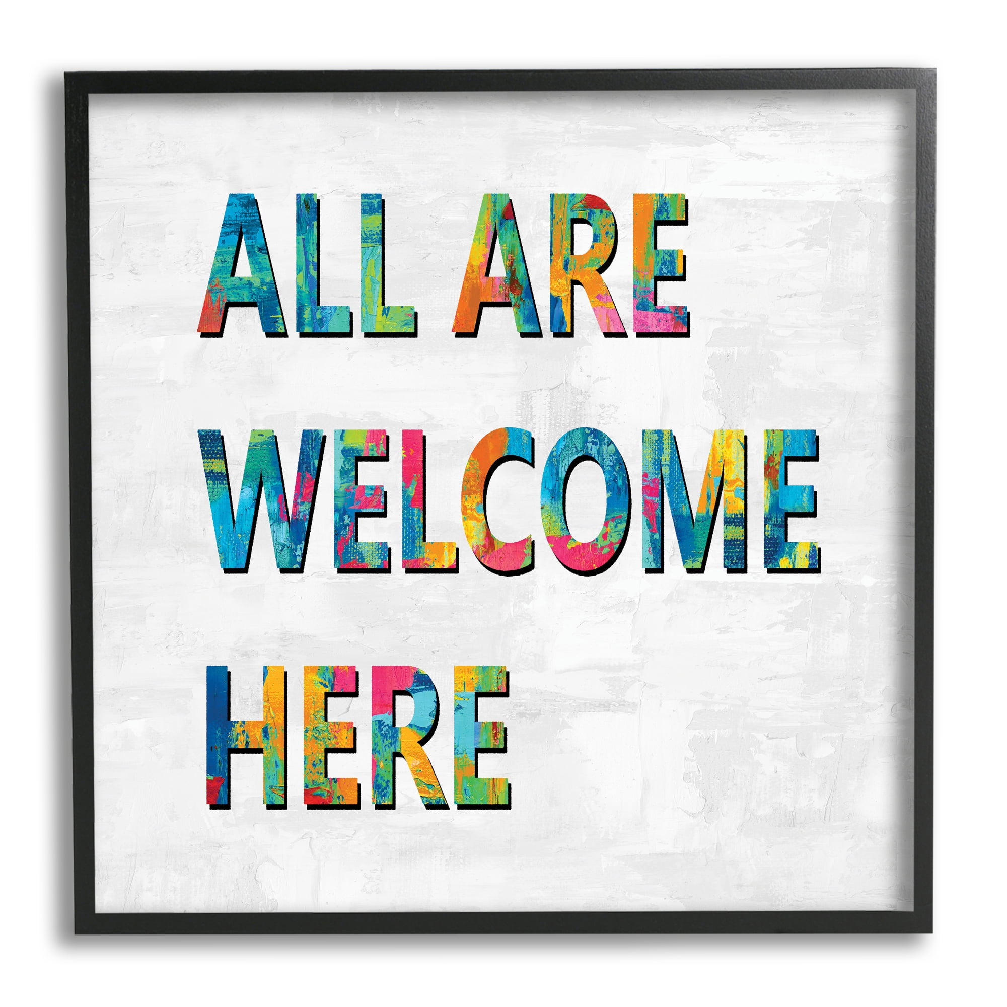 All Are Welcome Here Phrase Fun Bold Typography Typography Framed Art ...