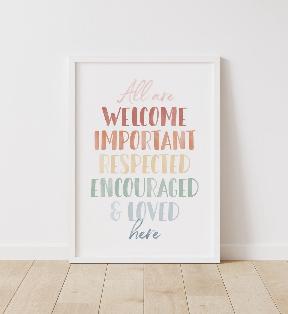 All Are Welcome Here Poster Rainbow Classroom Decor Diversity Poster ...
