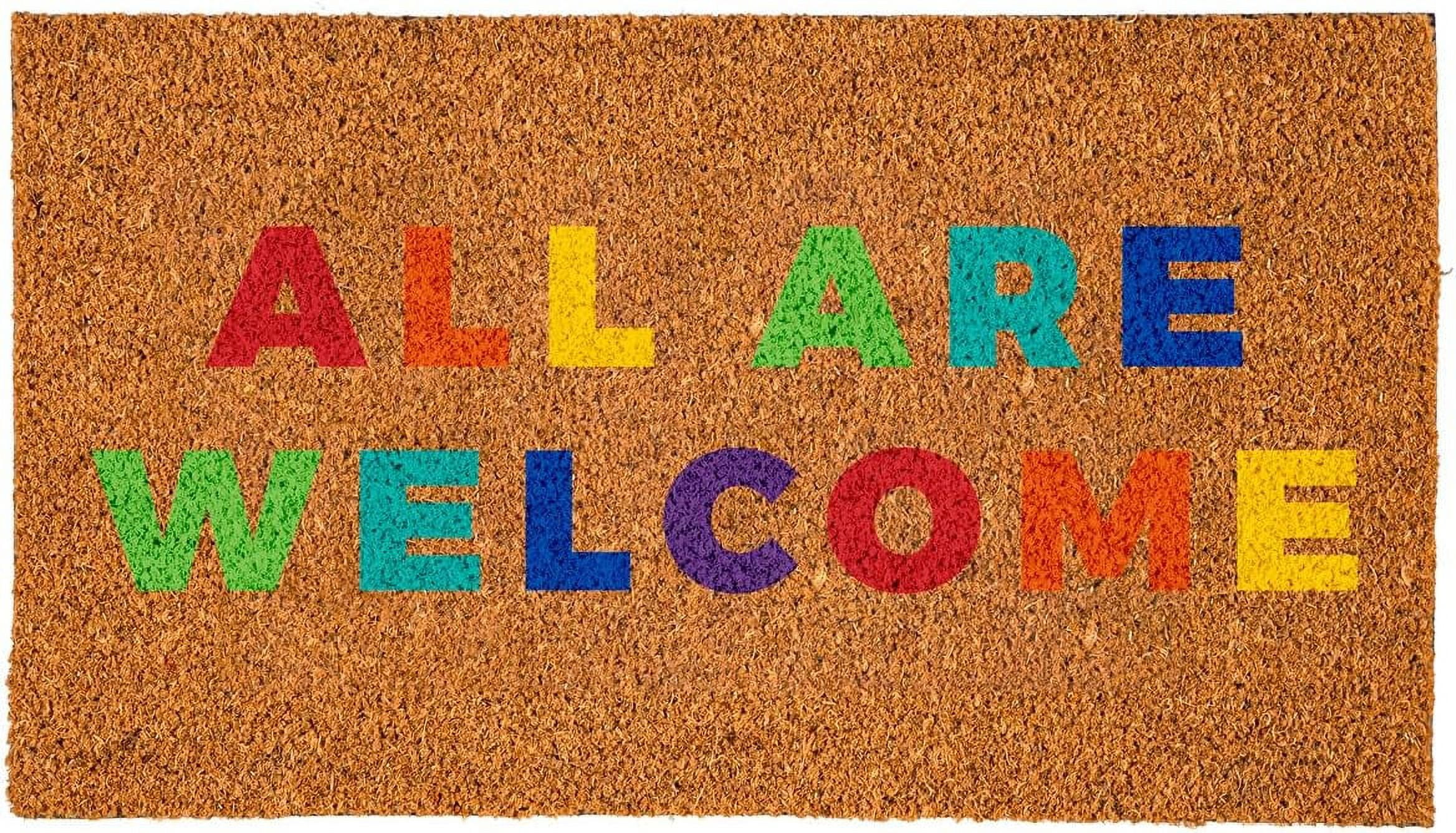 All Are Welcome Pride Rainbow Coir Doormat | 28 X 16 Inches | Dirt ...