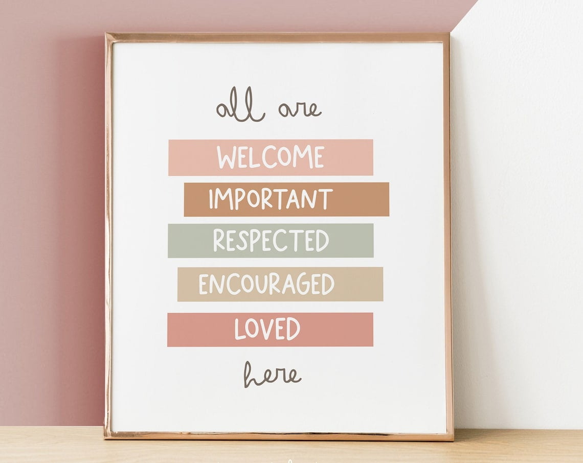All Are Welcome Print, Neutral Classroom Decor, Diversity Classroom ...