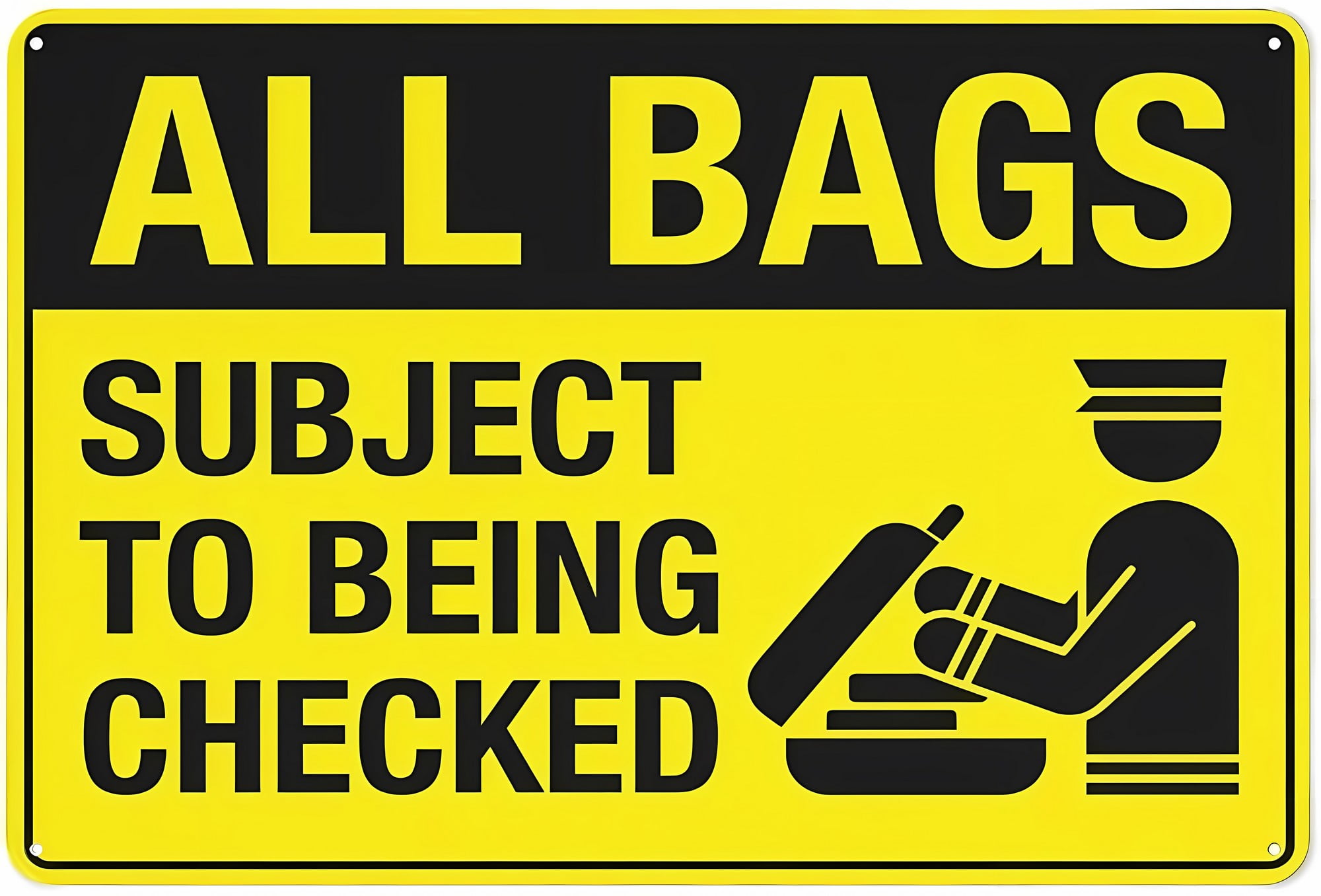 All Bags Subject to Check Sign - 12×8 Inches, Reflective Aluminum Sign ...