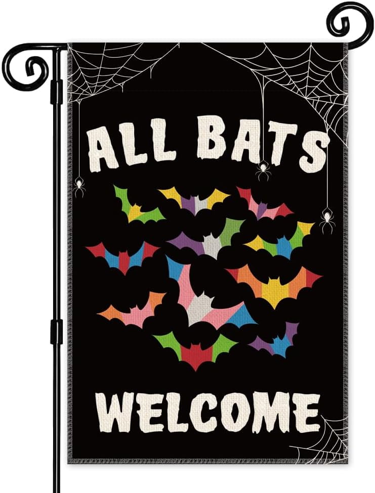 All Bats Welcome Garden Flag, Double Sided Yard Outdoor Farmhouse Lawn ...