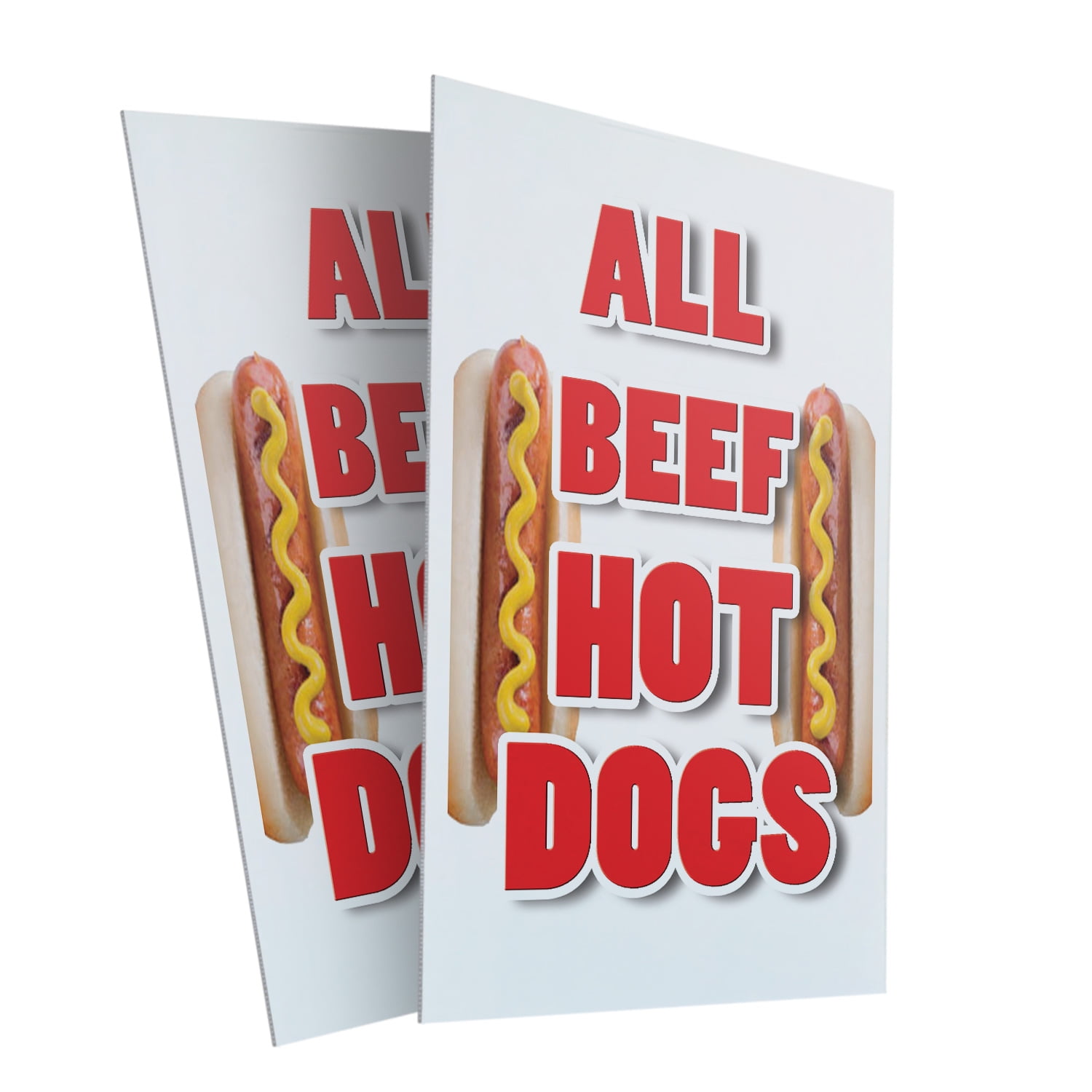 All Beef Hot Dogs (2-PACK) 24" x 36" Plastic Signs | Sign Insert 4mm ...